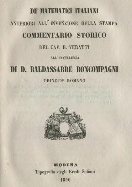 1860- Manuela Uliano: De' matematici italiani anteriori all'invenzione ...