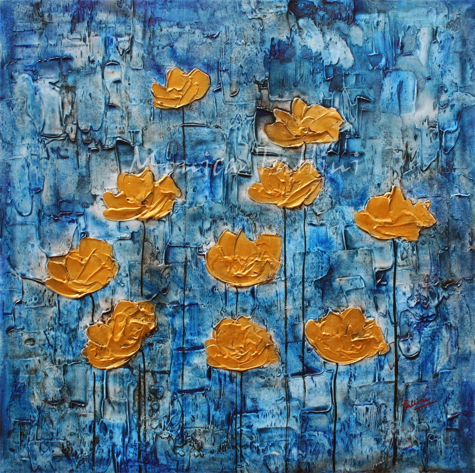 Paintings by Monica Fallini: Merry Christmas! Golden Poppies abstract ...
