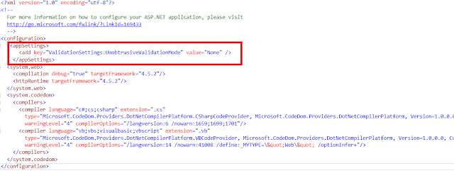Webforms Unobtrusivevalidationmode Requires A Scriptresourcemapping For Jquery Please Add A
