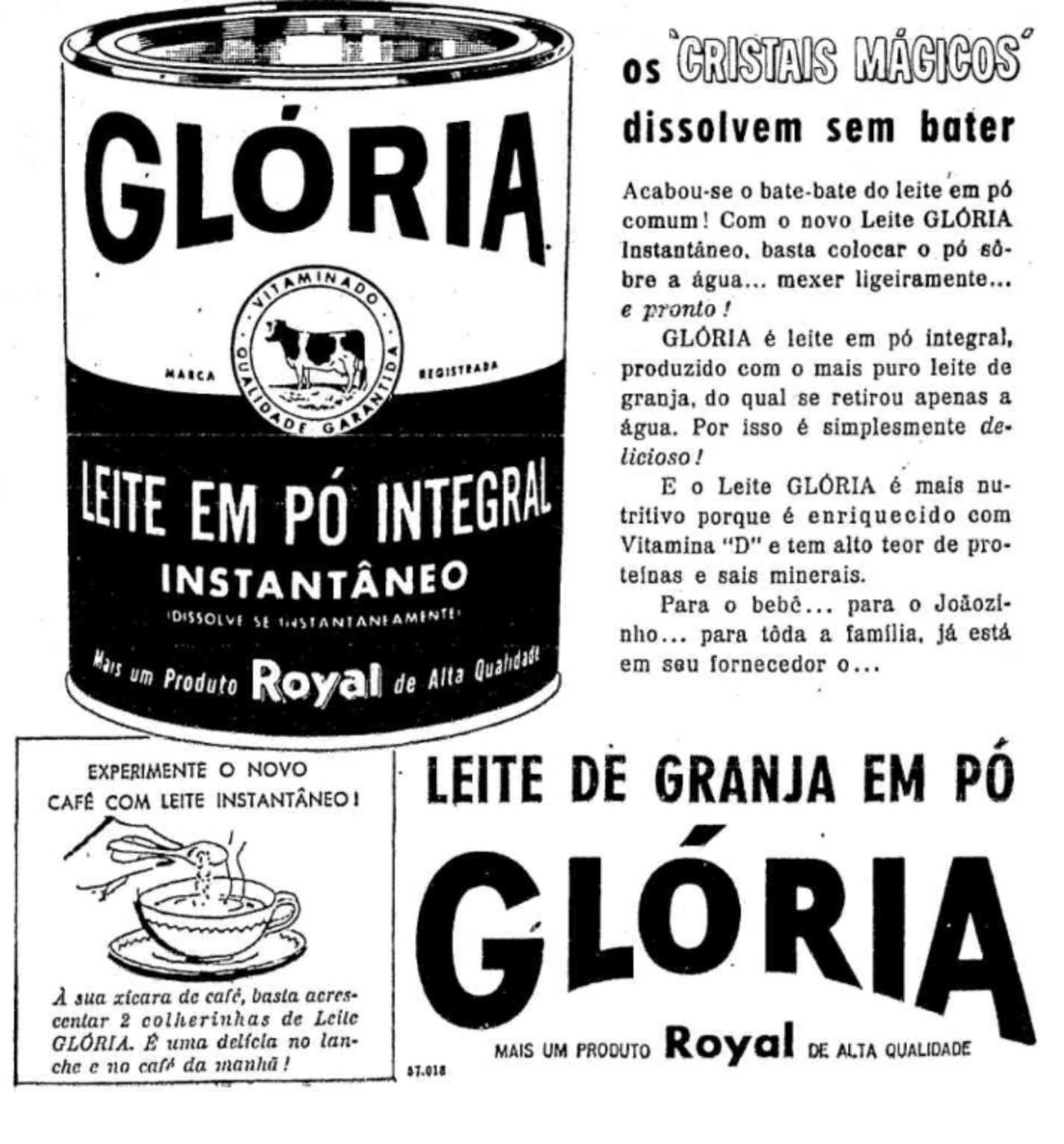 Leite em Pó Glória - 1960 - Propagandas Históricas | Propagandas Antigas