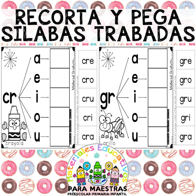 Recorta y Pega Sílabas Trabadas | Materiales Educativos para Maestras