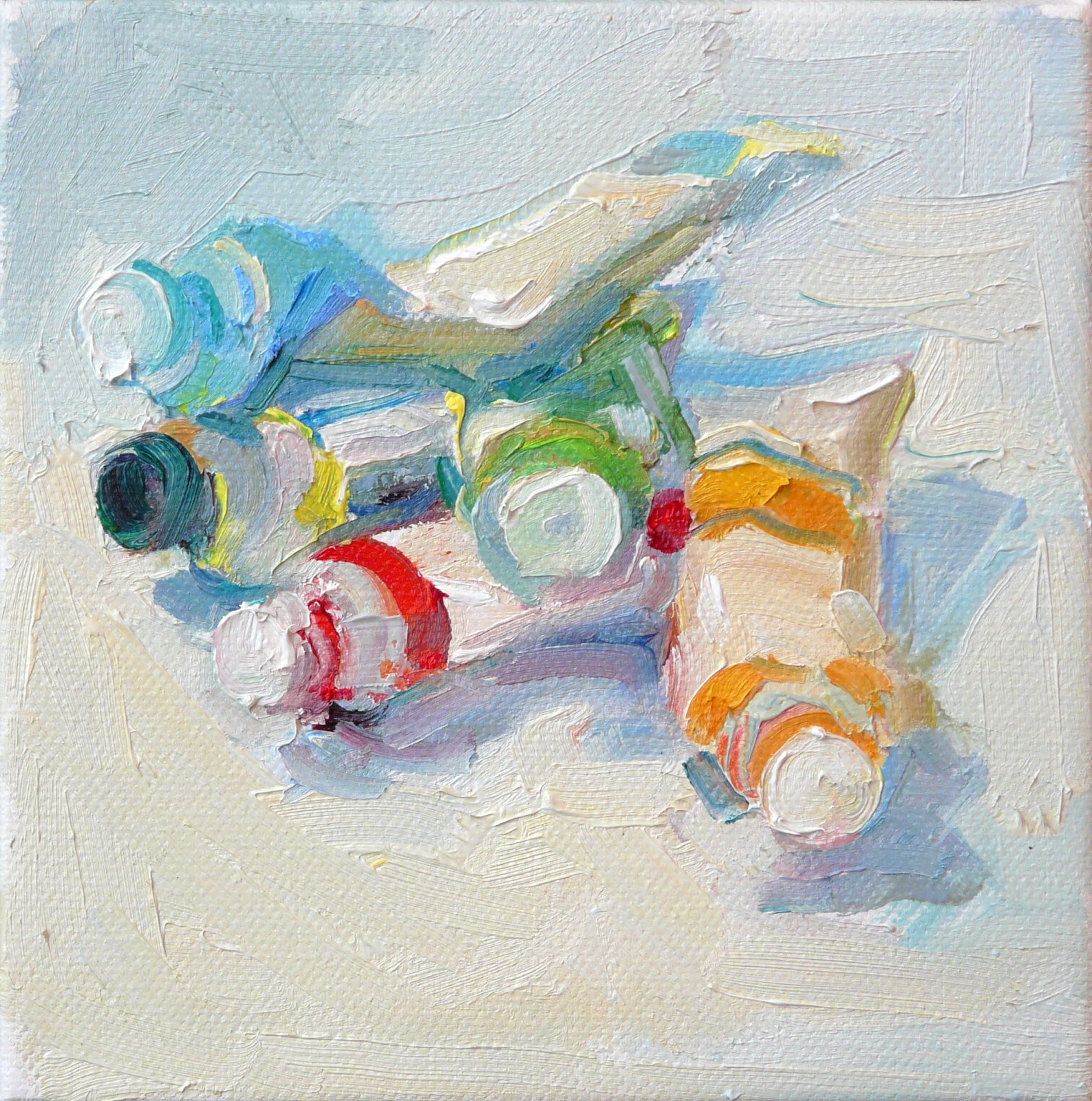 Art Every Day : Paint Tubes and Brush,still life.oil on canvas,6x6 ...