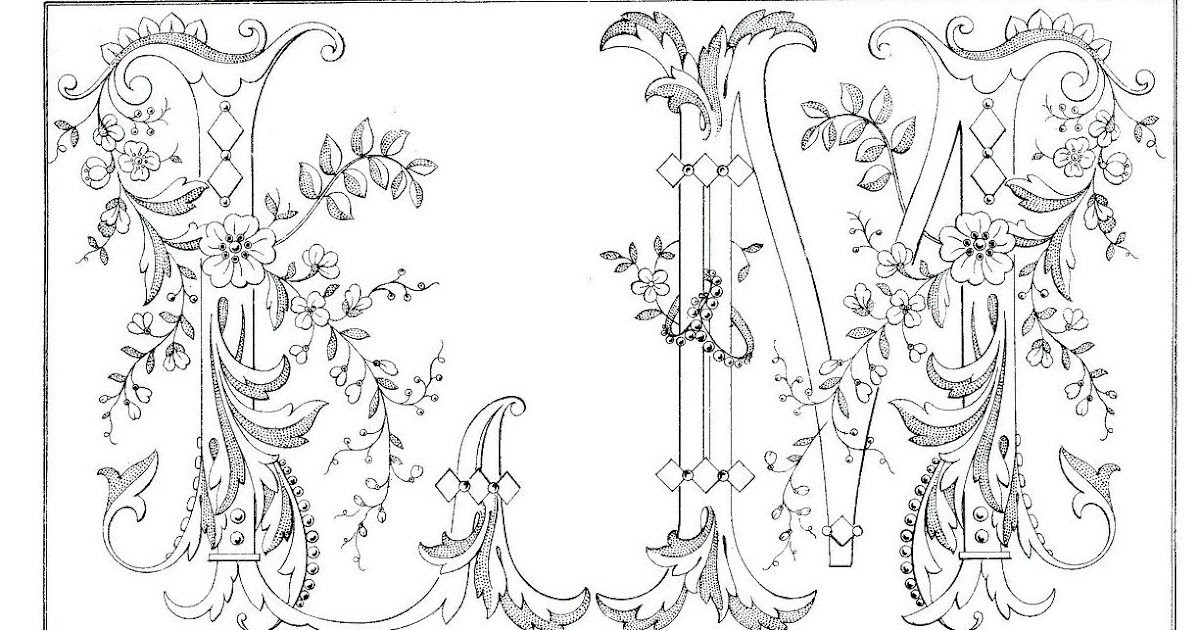 Shawkl Designs: Ornate Vintage Alphabet Motif - L,M