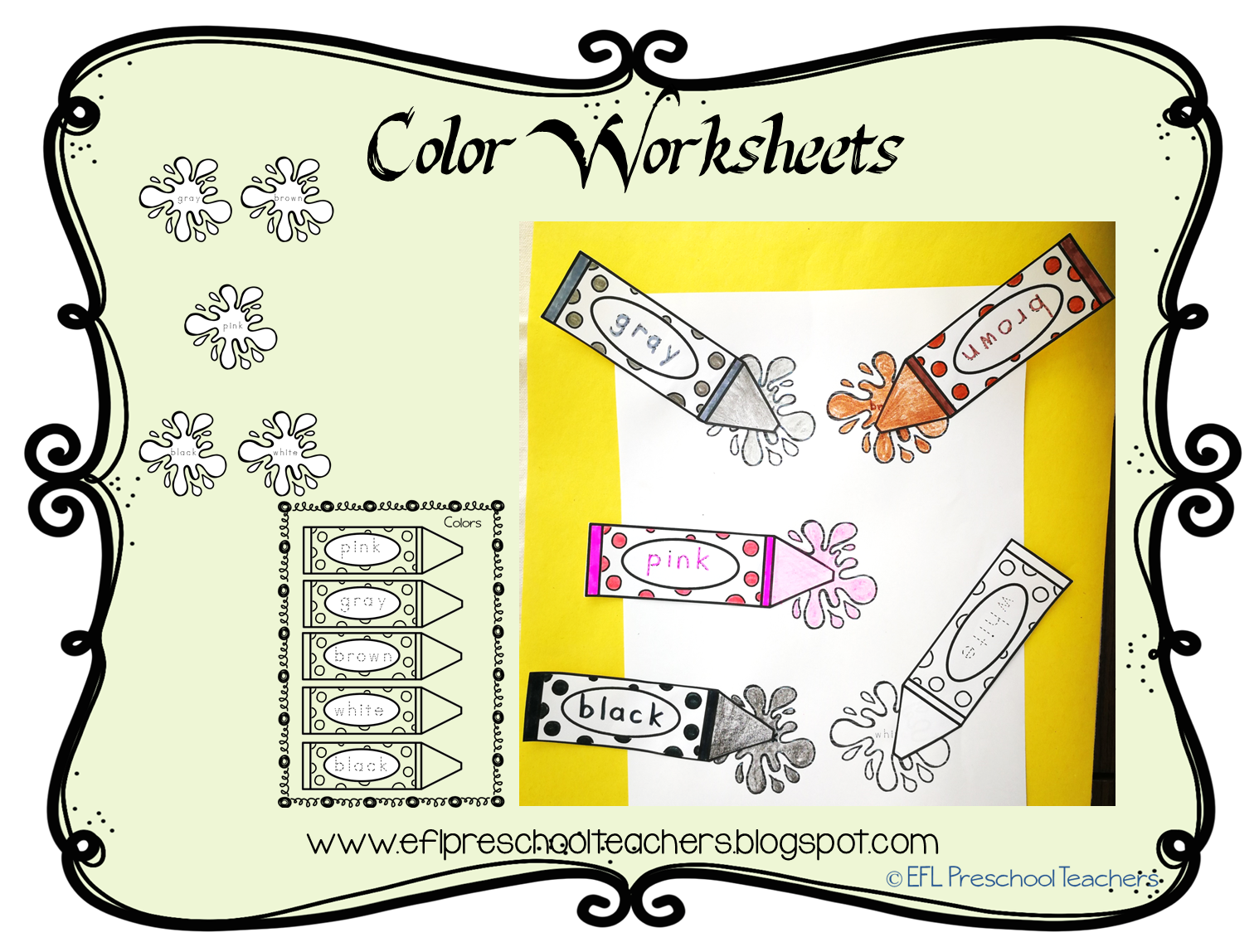 ESL/EFL Preschool Teachers: Colors Unit Worksheets for Kindergarten ...