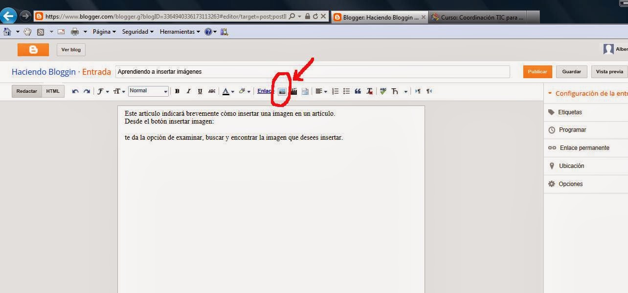 Haciendo Bloggin: Aprendiendo a insertar imágenes