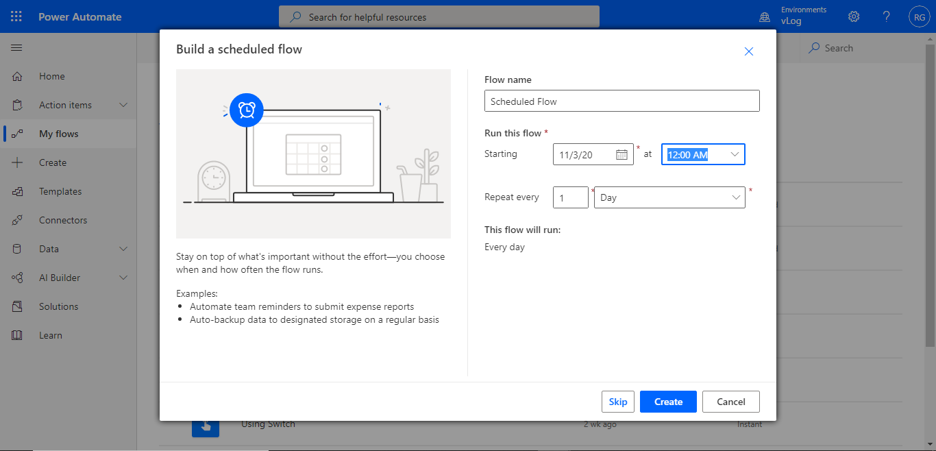 Types of Flow in Power Automate.