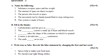 ICSE SCIENCE CLASS 3 TEST PAPERS - NewtronLearner