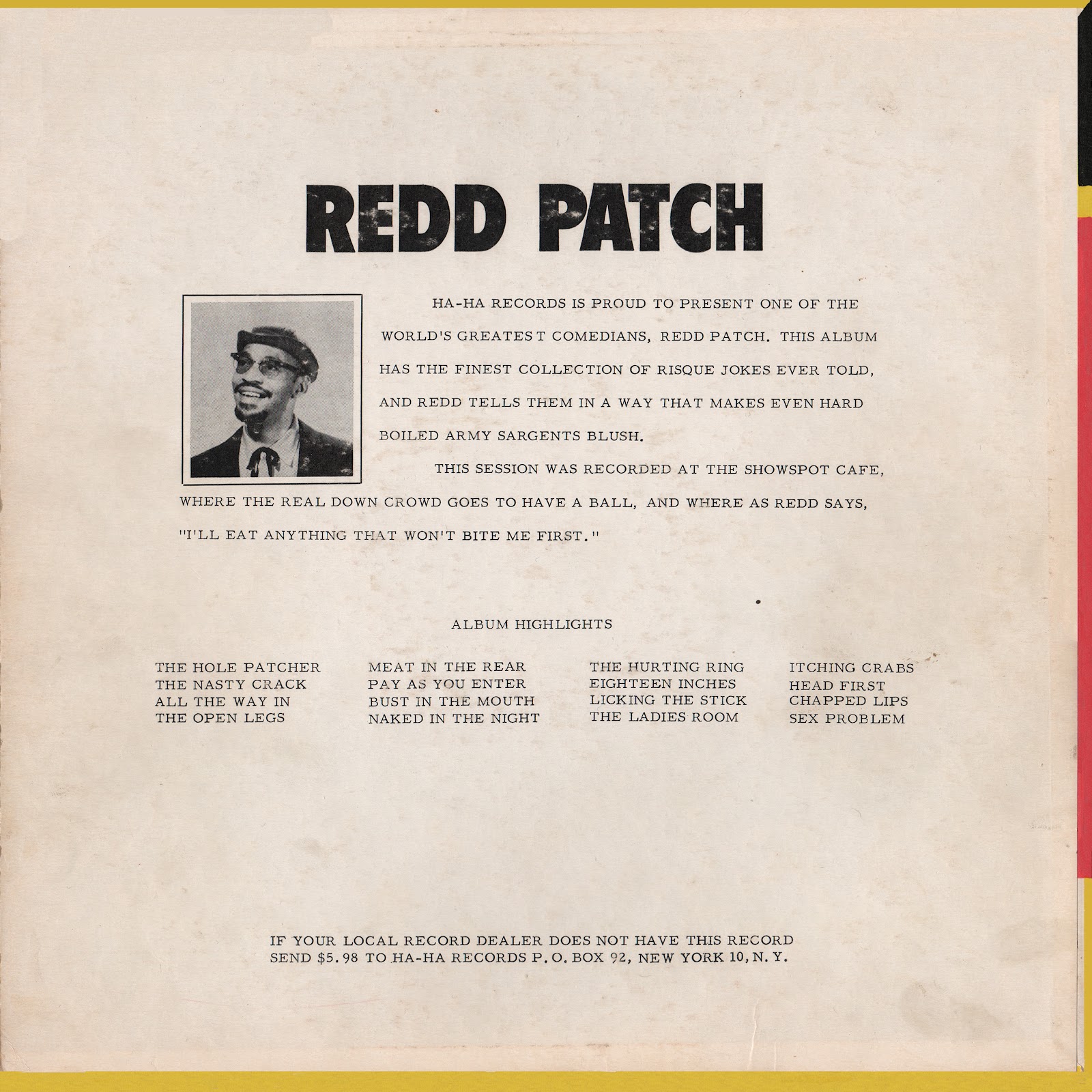Vintage Stand-up Comedy: Redd Patch - Take Care Of Business 1961