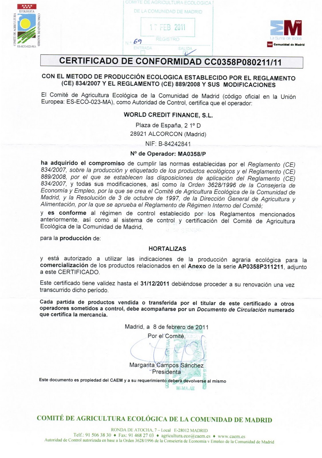 Certificado: CERTIFICADO