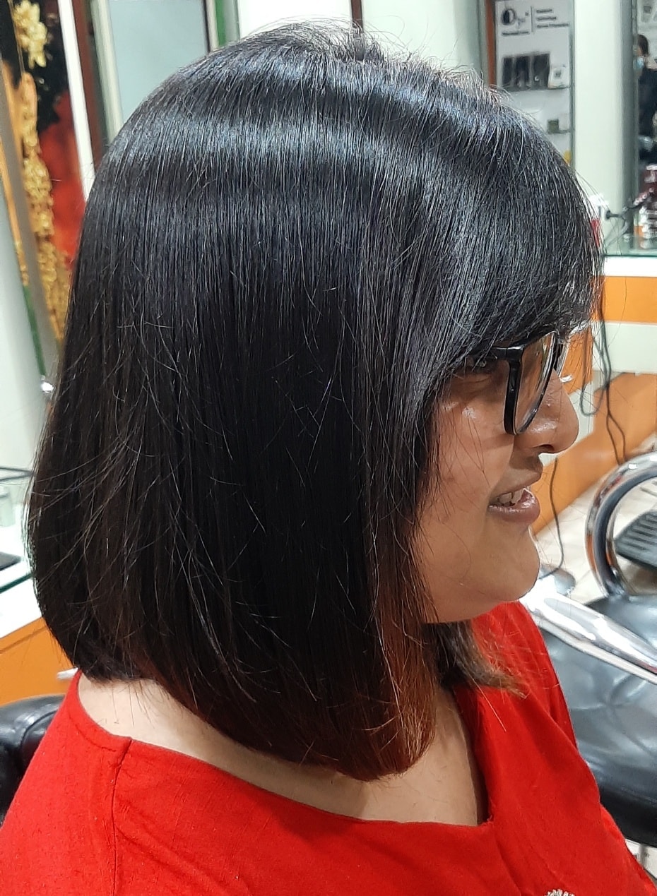 Village Barber Stories: Long to nape length bob cut hair style | Salon ...