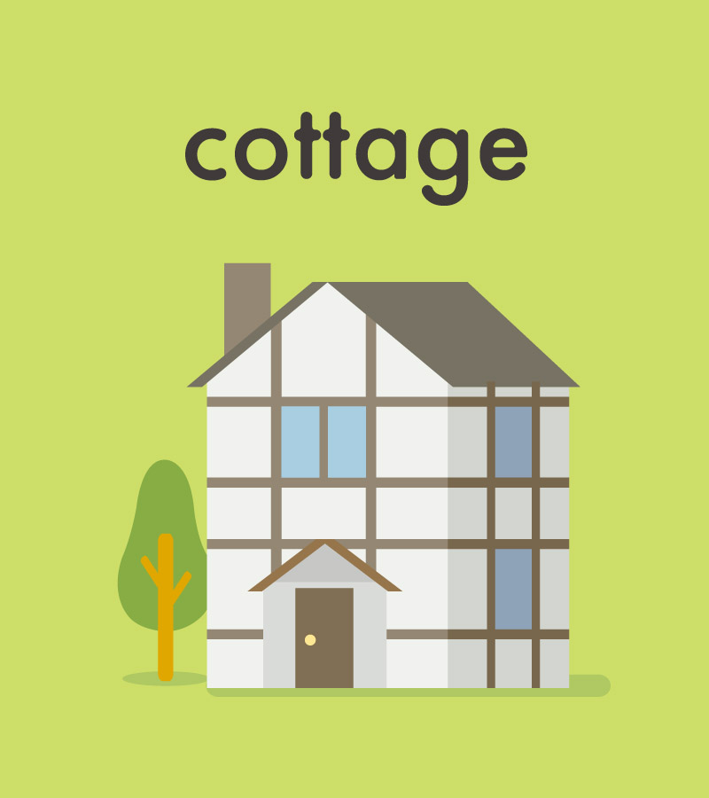 cabin と bungalow と lodge と cottage の違いとは？