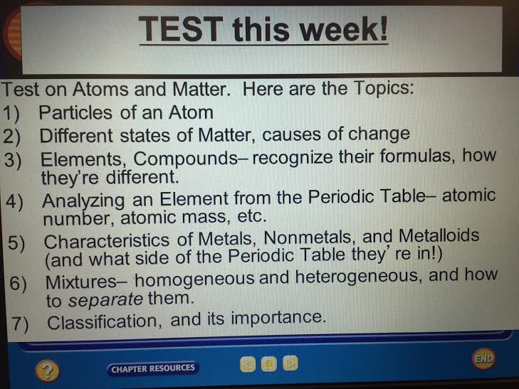 Mr. Villa's Science Stars!: Topics for this week's test on Matter
