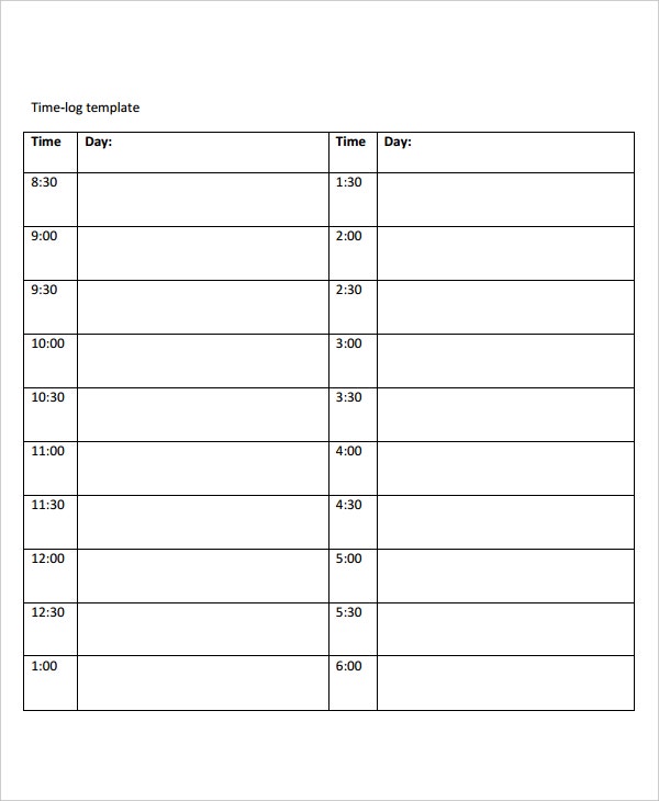 Hourly Log Sheet Template - Collage Template