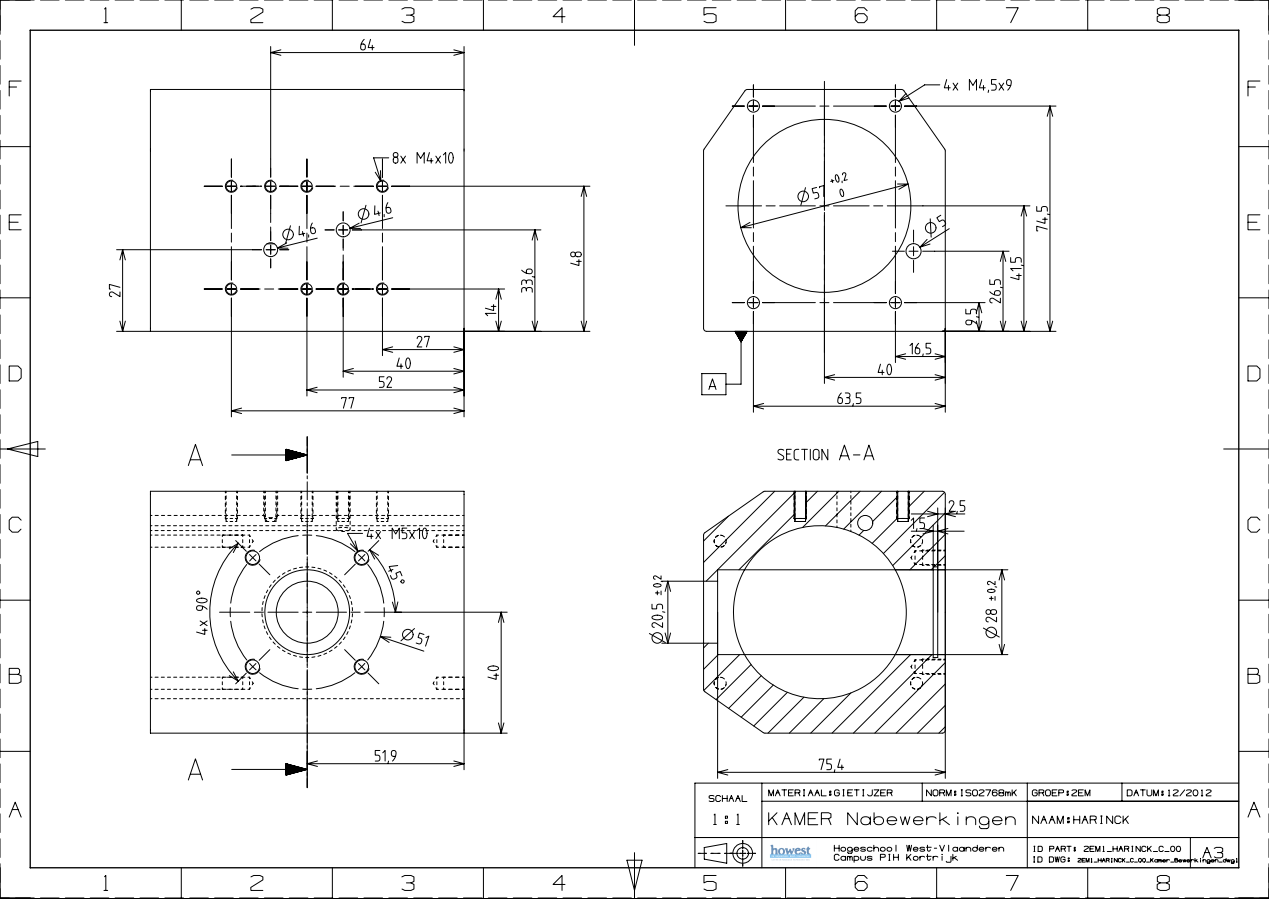 CAD2012_Harinck_DeViaene: 2D tekeningen Pneumatische Vlinderklep