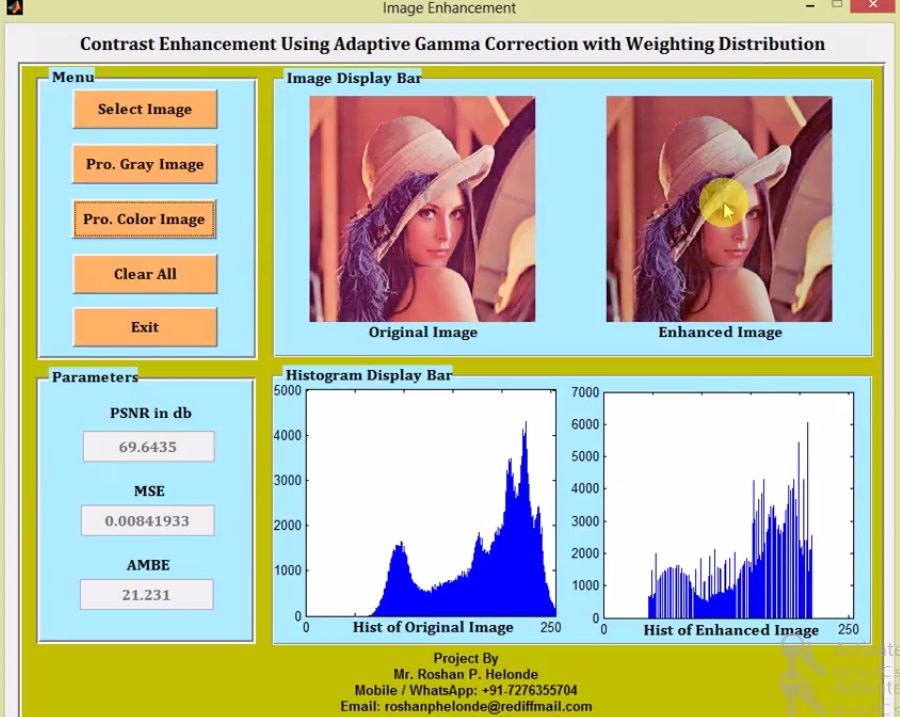 Matlab Project With Source Code Contrast Enhancement Using Adaptive Gamma Correction With 7370