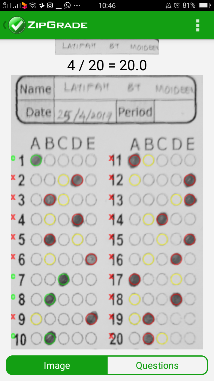 Menanda Kertas Objektif Dengan ZipGrade