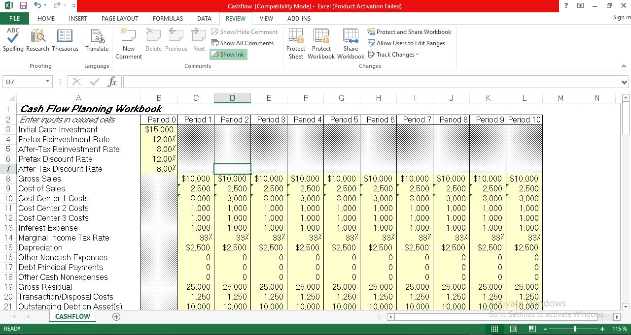 Cash Flow Planning Template