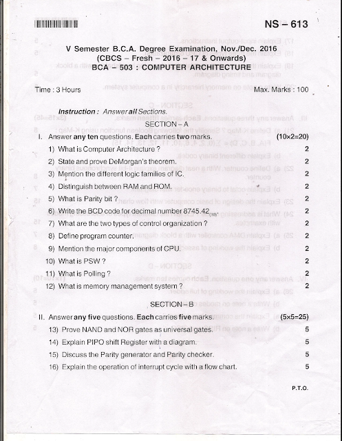 Bangalore University b.c.a. Bca- 503 : Computer Architecture November ...