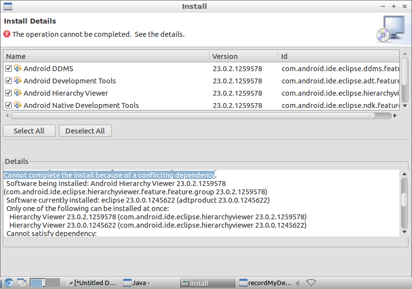Android Er Cannot Update Adt 2302 Because Of Conflicting Dependency