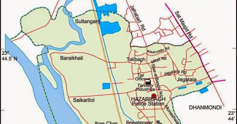 Hazaribagh Thana Map, Dhaka District, Bangladesh