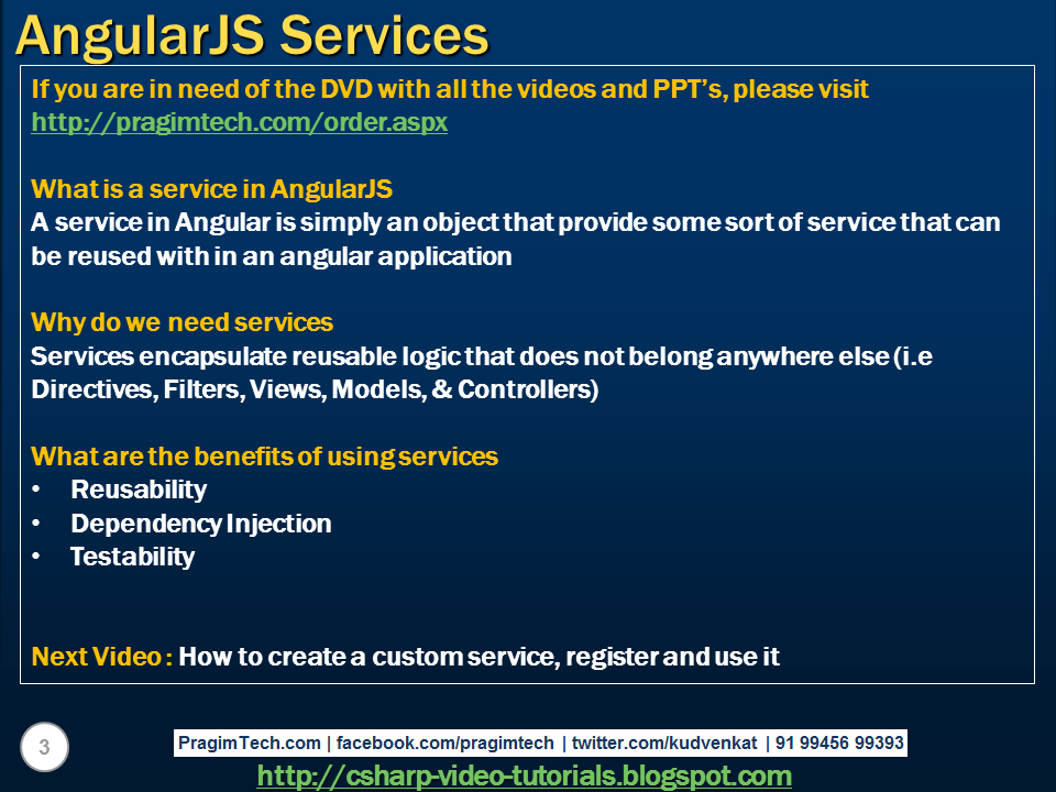 Sql server, .net and c# video tutorial: AngularJS Services