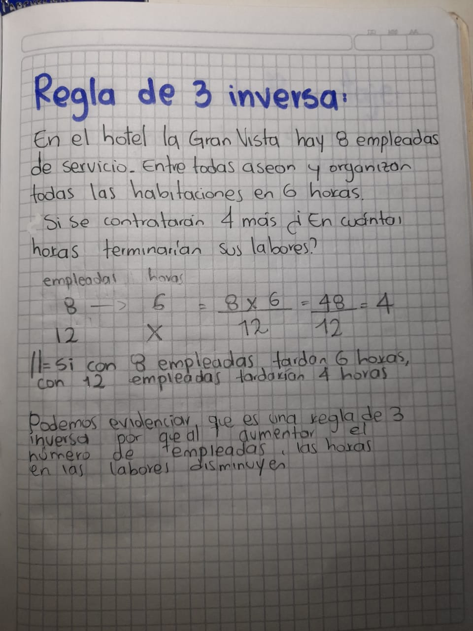 Ejemplo regla de 3 inversa