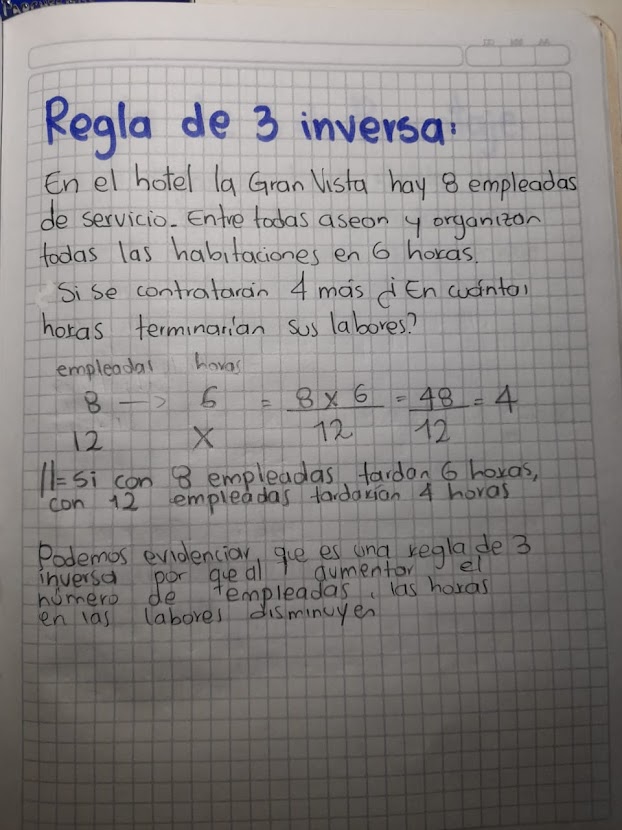 Ejemplo regla de 3 inversa