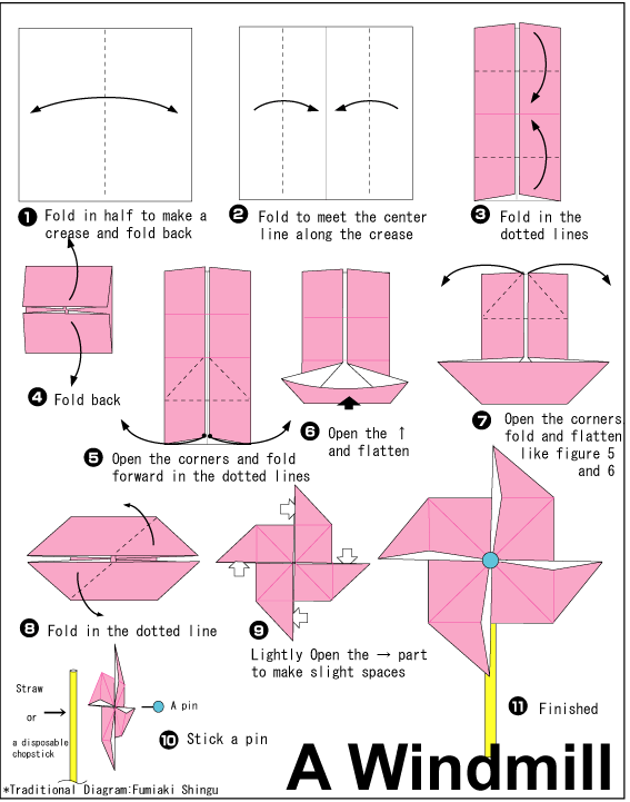 Windmill - Easy Origami instructions For Kids