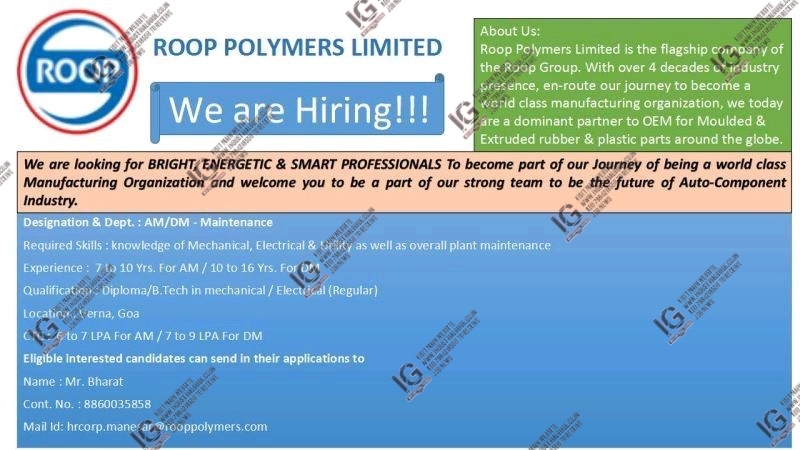 Roop Tekno Polymers jobs for Production Quality Lab Technical IT ...