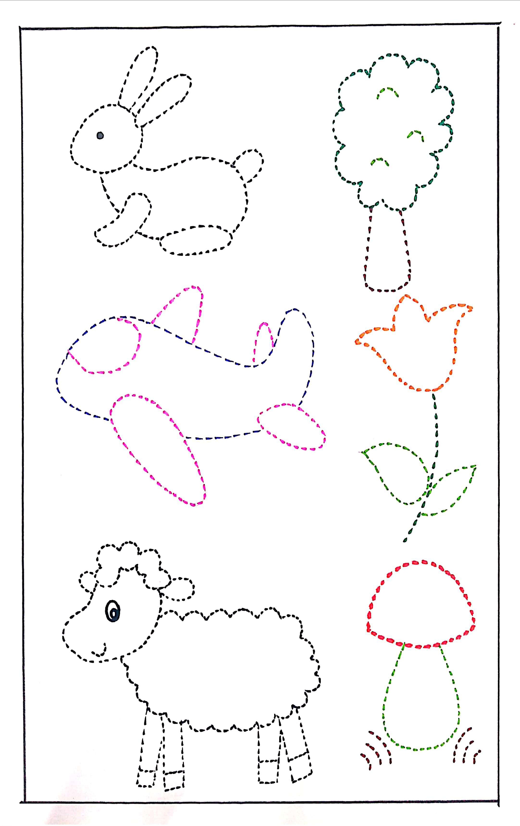 Picture Tracing and Coloring Worksheets