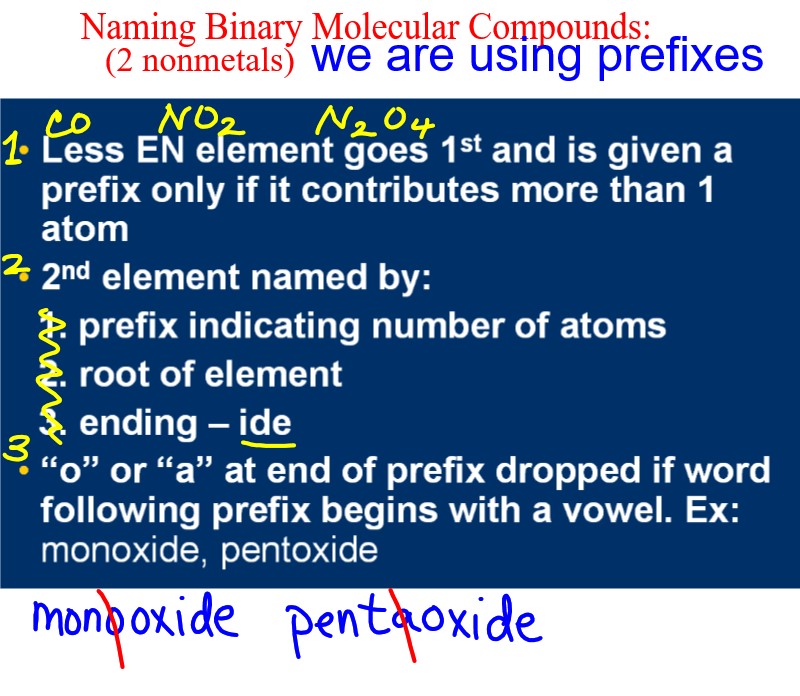 Chemistry: Notes on Naming Binary Molecular Compounds; Continued ...