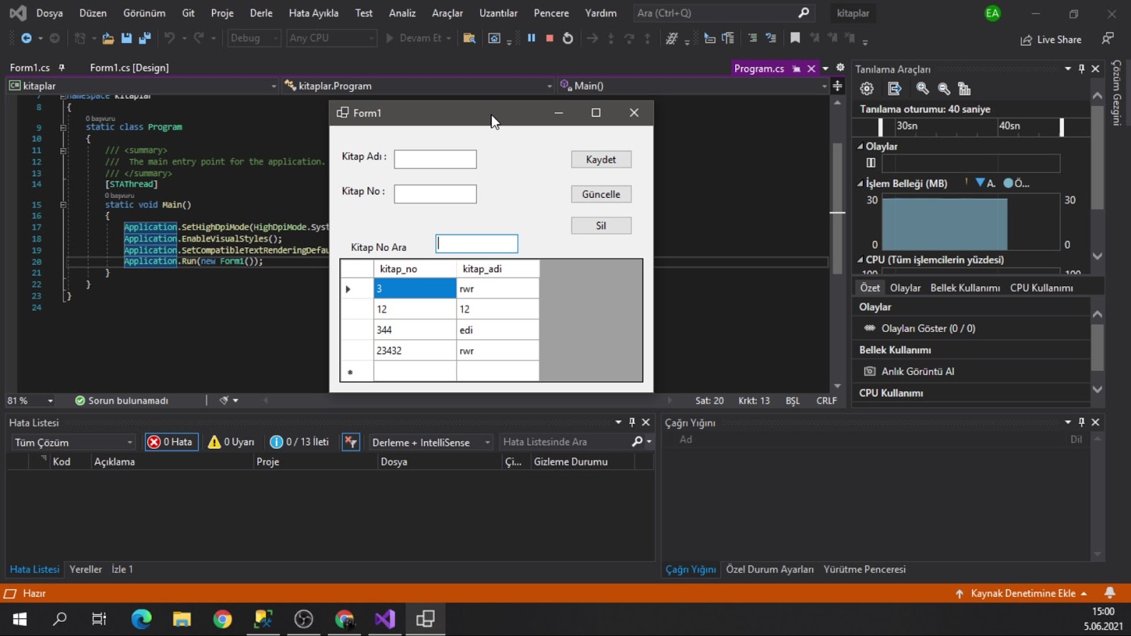 C# Kütüphane Otomasyonu