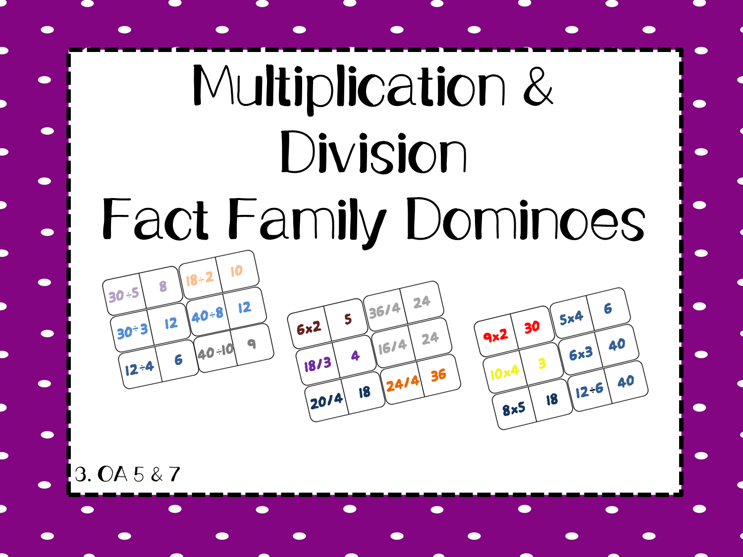 Smiths On The Coast Multiplication And Division Dominoes Smiths On The Coast Multiplication And Division Dominoes