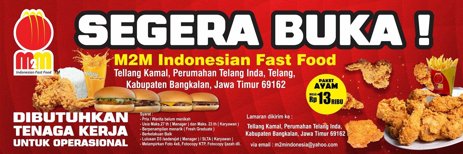 DIBUTUHKAN TENAGA KERJA OPERASIONAL M2M INDONESIAN FAST FOOD KAMAL ...