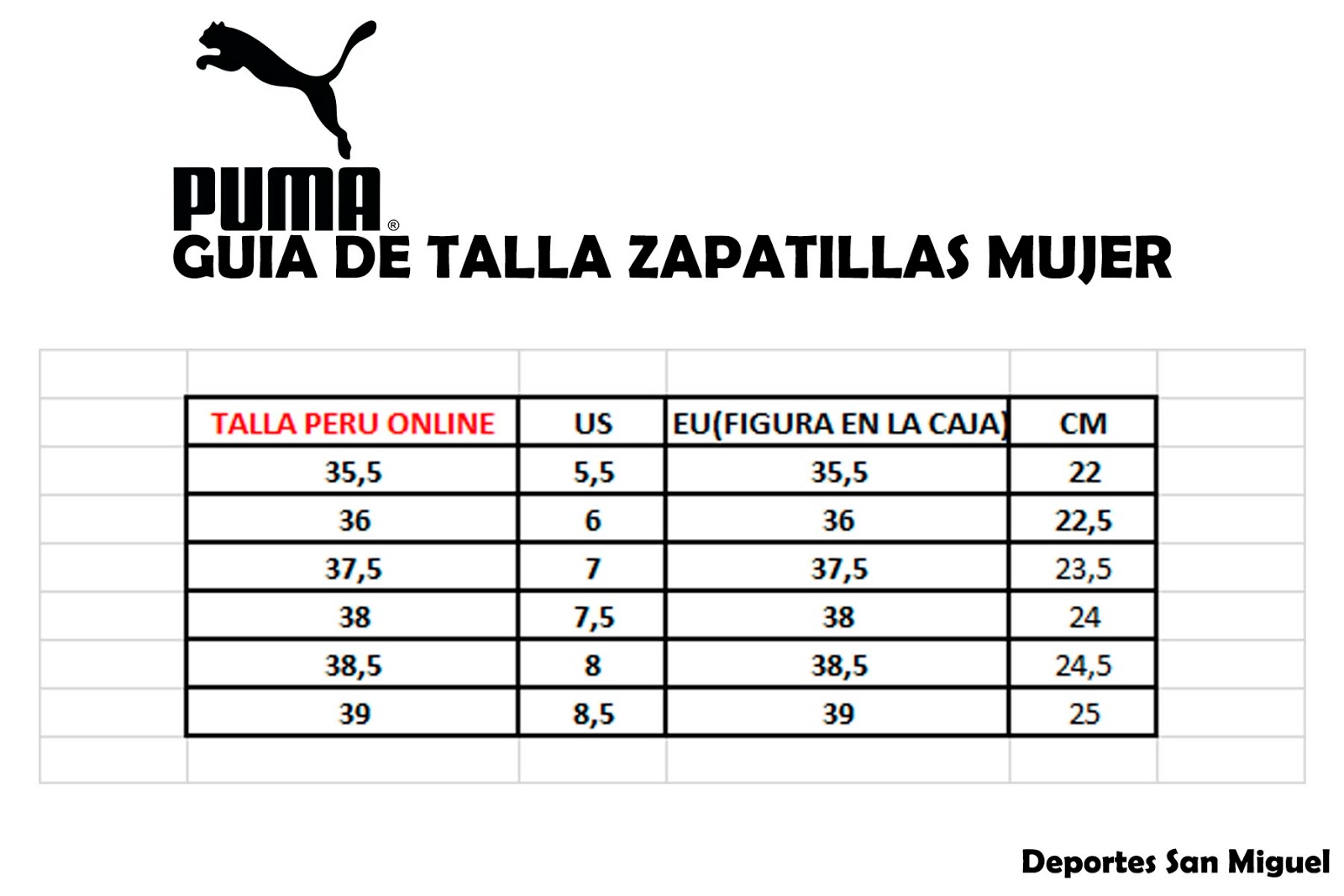 Tallas De Zapatillas Deportivas Por Marca