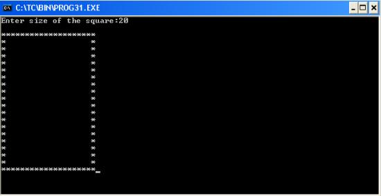 C program to print following square using character