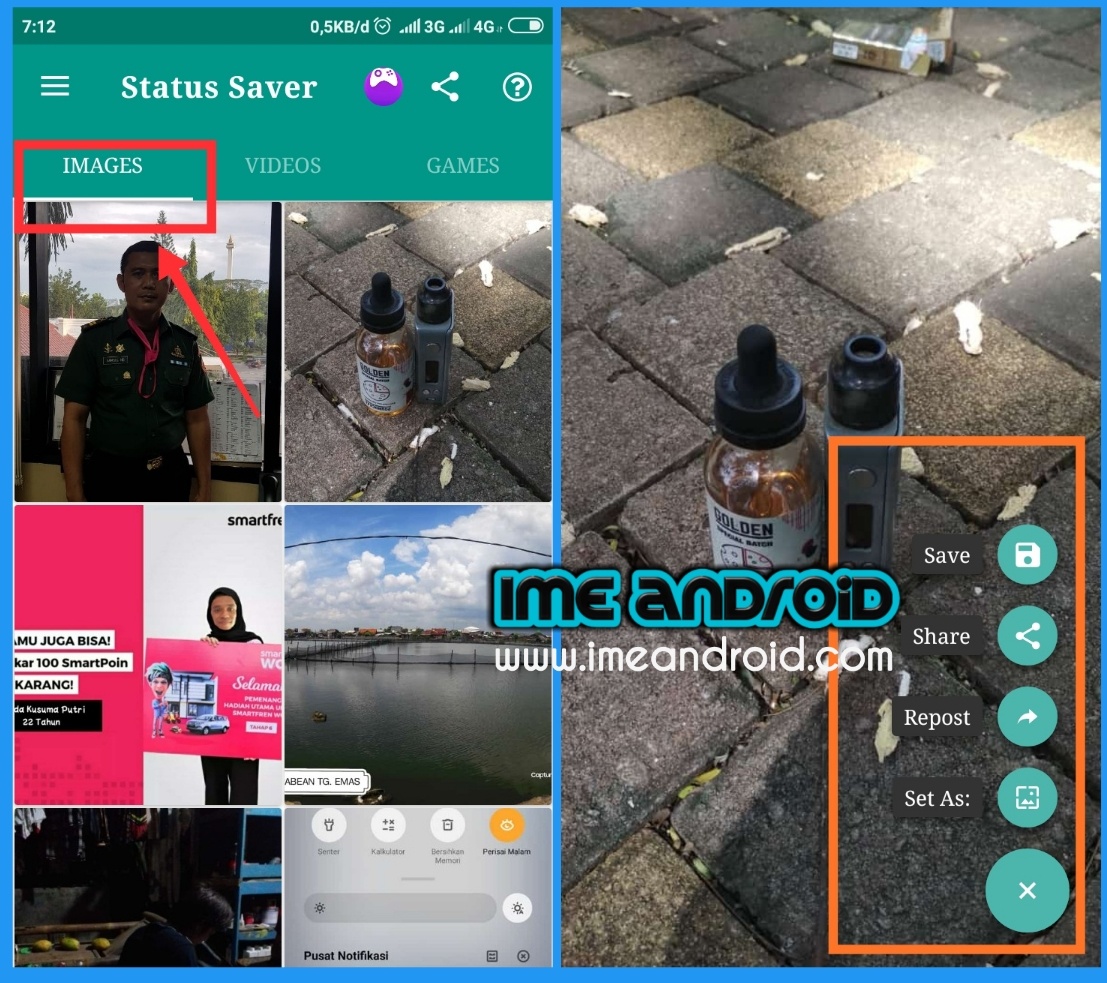 cara simpan status whatsapp teman