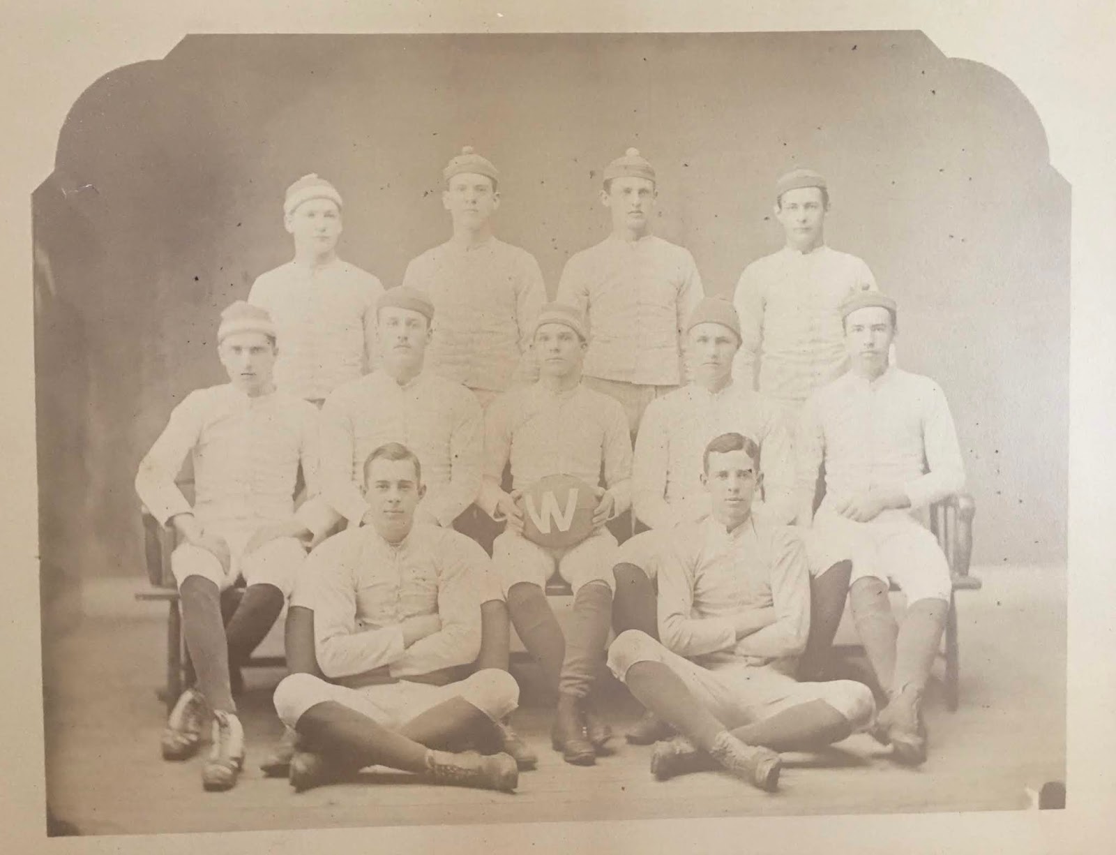 Old Football Stuff: 1870s Large “W” Football Team Cabinet Photo