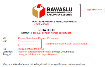 Contoh Format Nota Dinas Kecamatan Sempor Kabupaten Kebumen