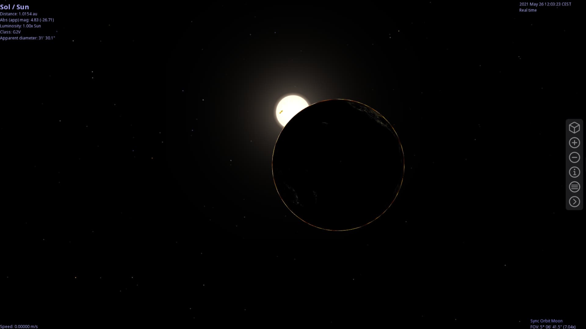 Simulating an Eclipse with Celestia for Android