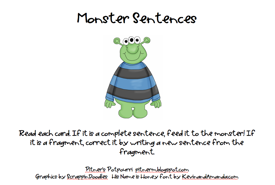 Pitners Potpourri Monster Sentences Freebie