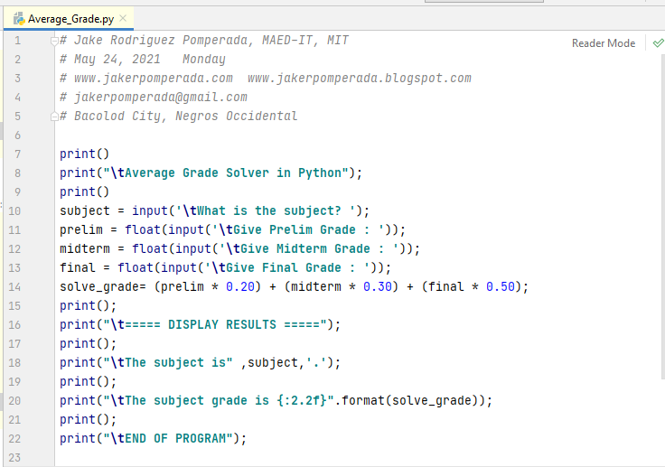 Free Programming Source Codes And Computer Programming Tutorials Average Grade Solver In Python