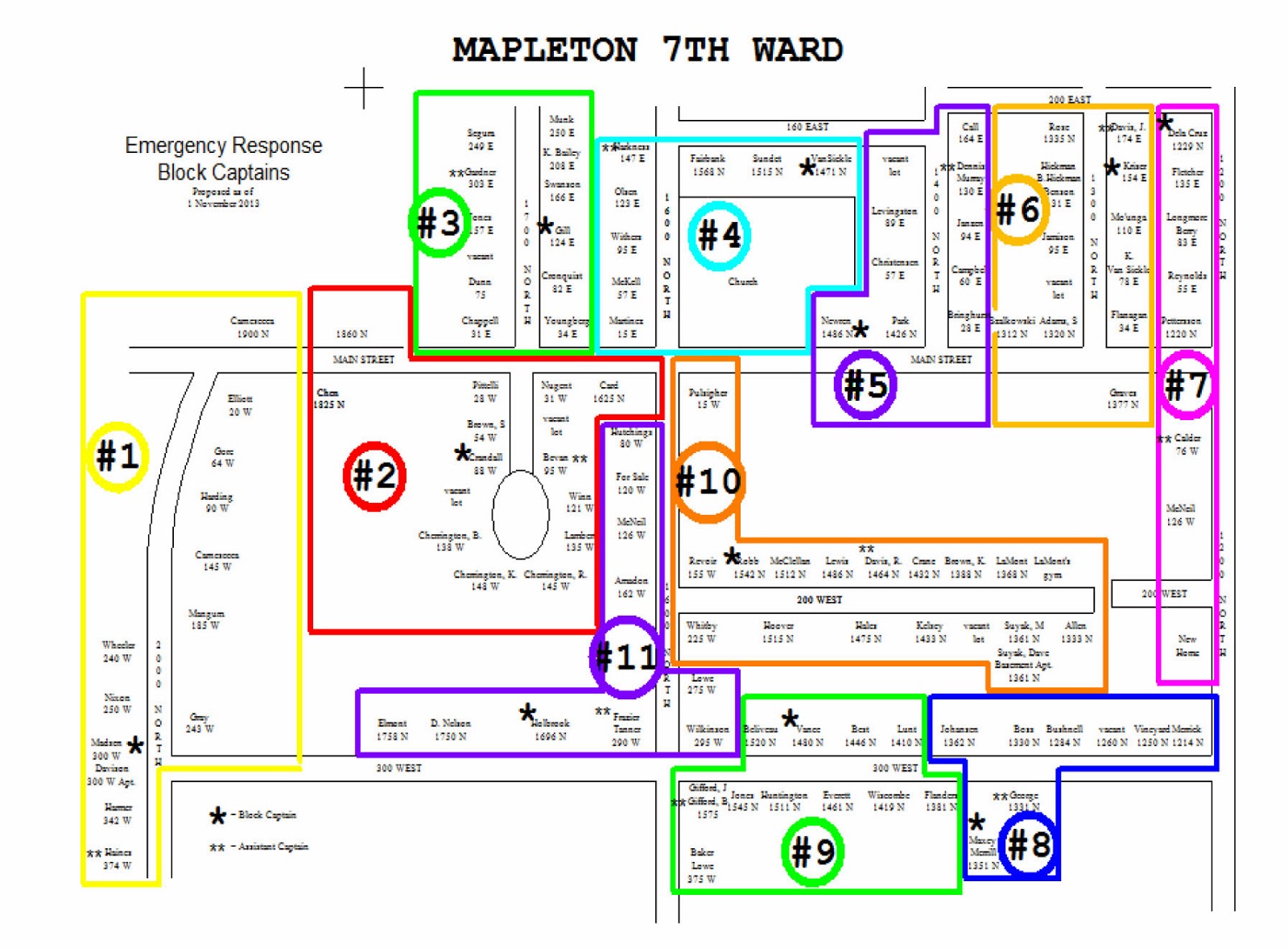 Mapleton 7th Ward Preparedness: Block Captain Map