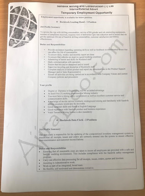 10 New Jobs at Sandvik Mining & Rock Technology Tanzania - Mwanza ...