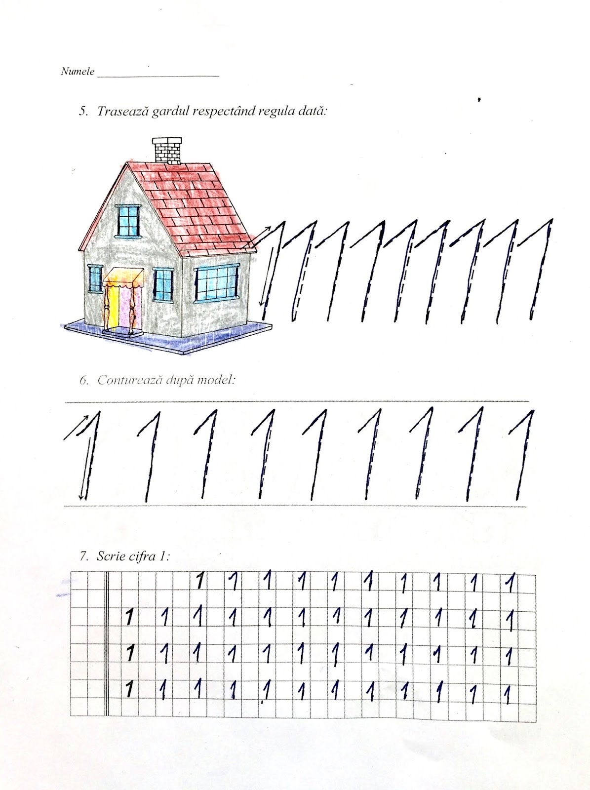 Fișă de lucru: Numărul și cifra 1- clasa pregătitoare - Materiale ...