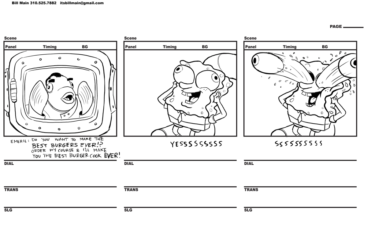 Bill Main Illustration: SpongeBob Squarepants Storyboards