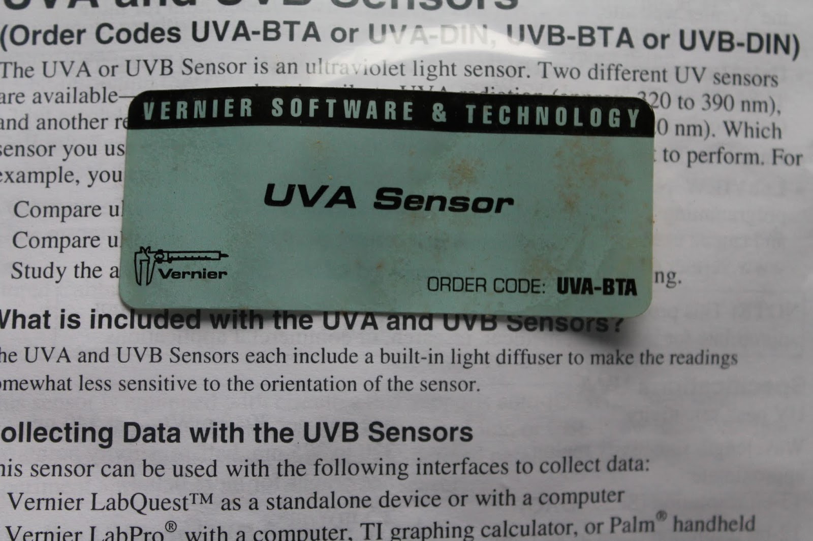 Physics is supposed to be fun!: Vernier UVA Sensor UVA-BTA