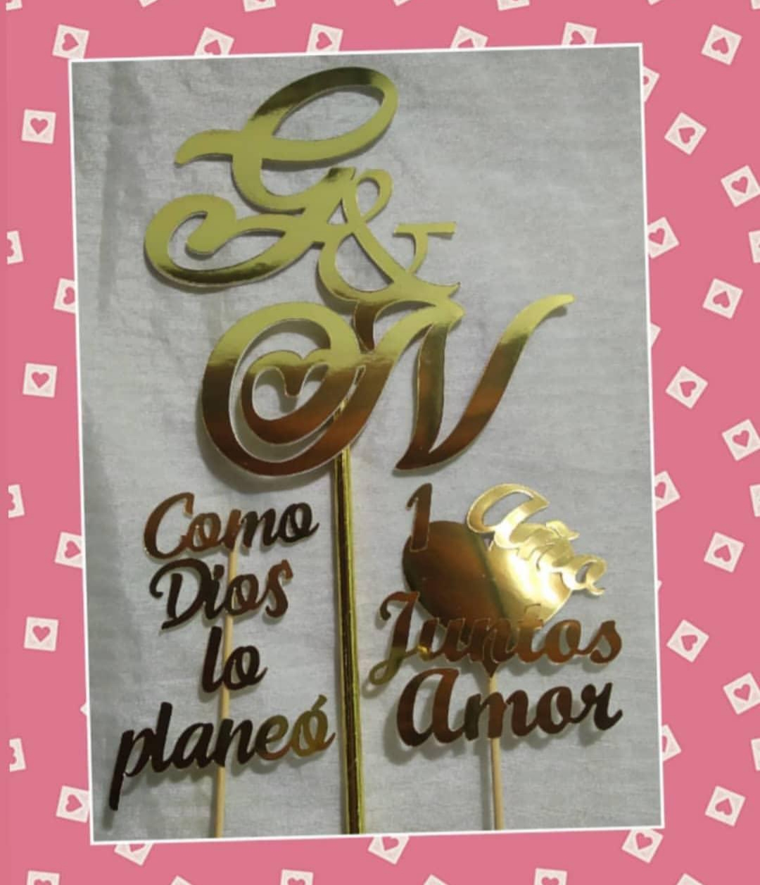 Topper Metalizado Aniversario G & N 1 Año - Mis Toppers Tus Toppers