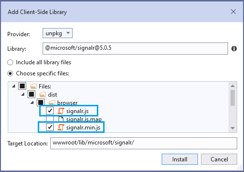 SignalR with JavaScript in ASP.NET Core MVC