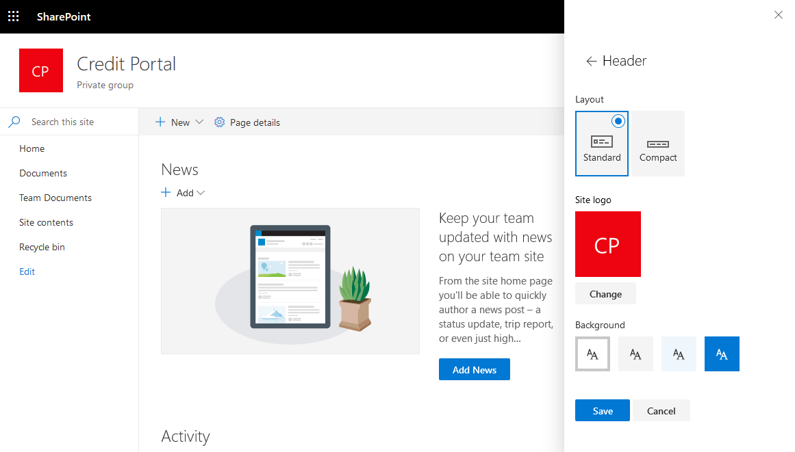SharePoint Online: Change Header Layout, Site Logo, Background using ...